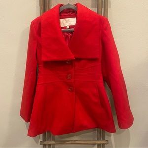 Jessica Simpson | Jackets & Coats | Jessica Simpson Red Peacoat | Poshmark